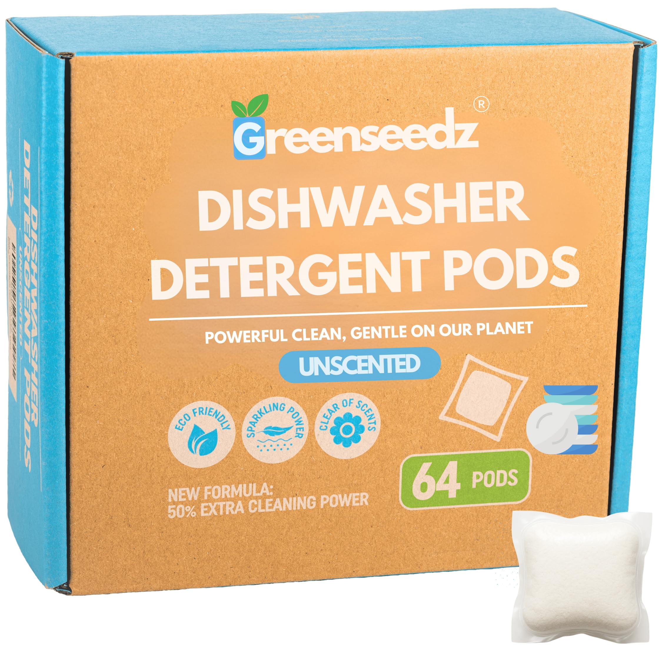 Dishwasher Detergent Pods Free & Clear, Unscented, Eco Friendly, Cuts ...