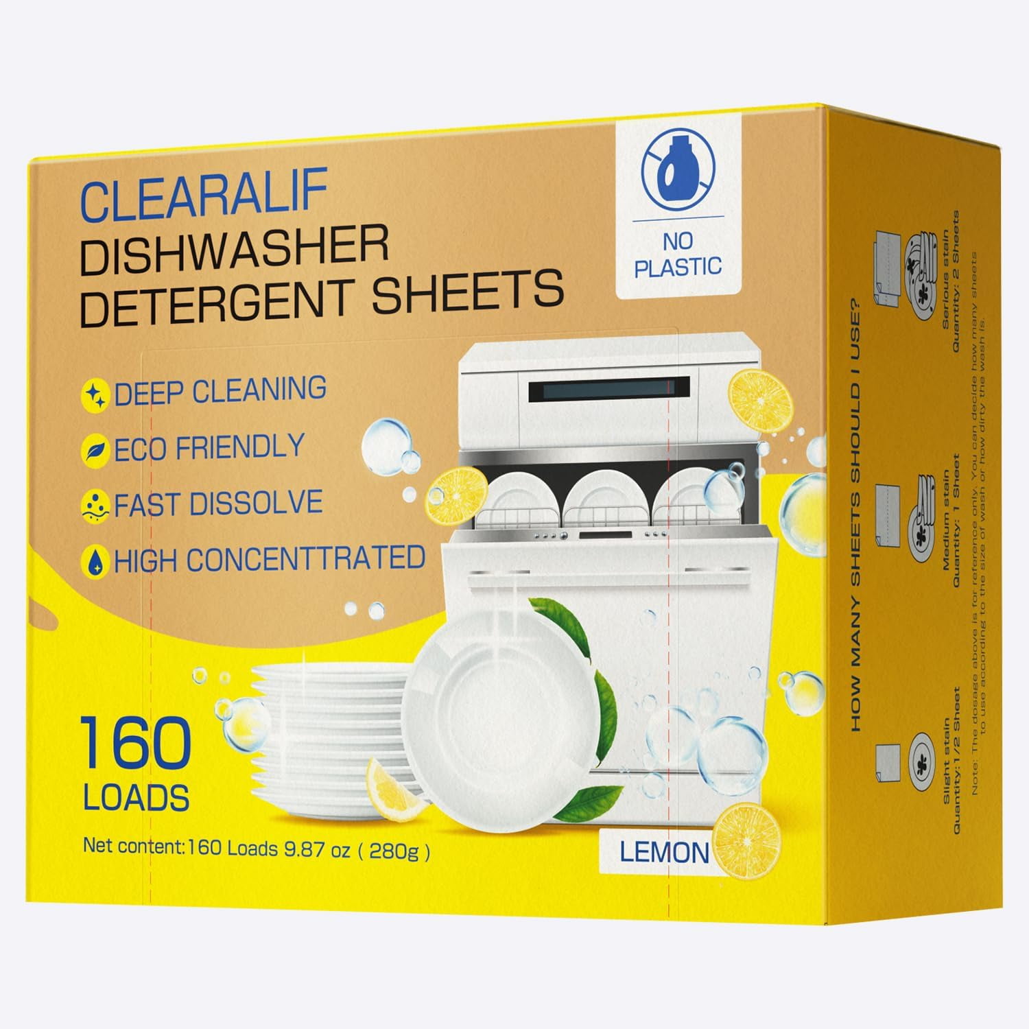 Dishwasher Detergent Sheets, Lemon Scent, Up To 160 Loads, Eco ...
