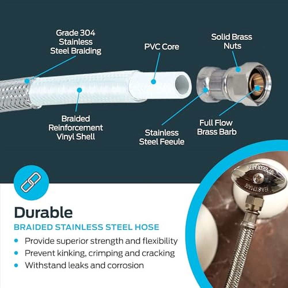 Dishwasher Installation Kit, 5 Foot Supply Line, 3/8 Inch x 3/8 Inch Compression with 3/8 Inch ...