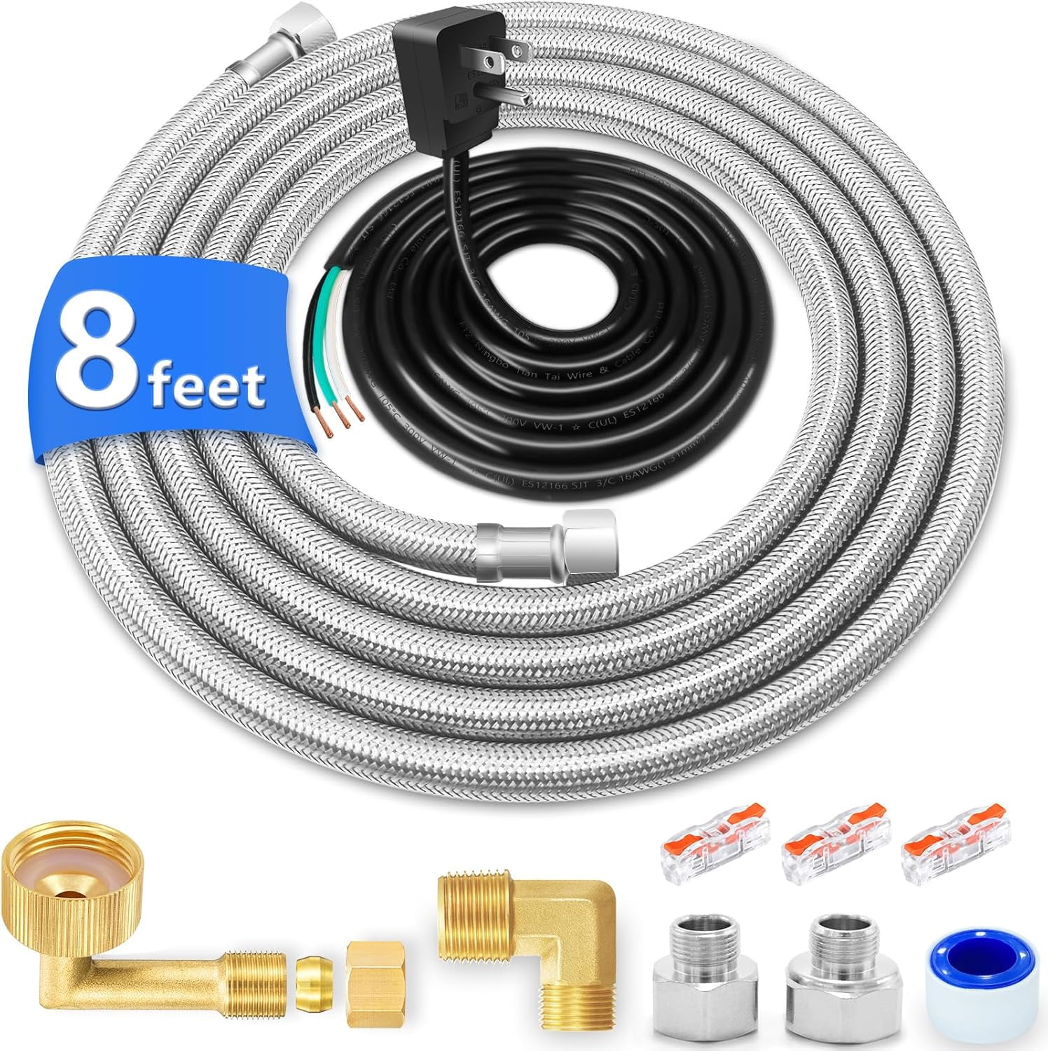 Dishwasher Installation Kit - 8 FT Stainless Steel Dishwasher Hose with ...