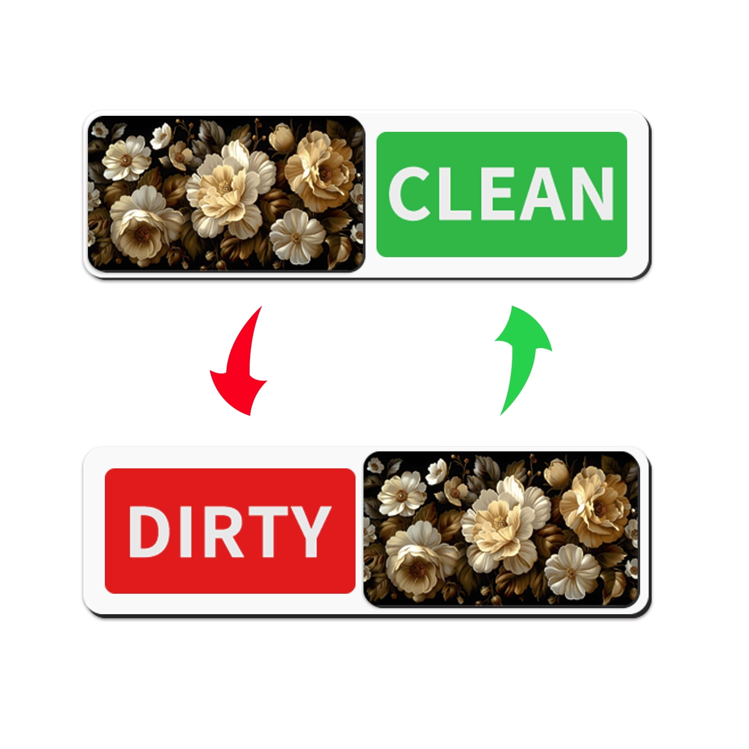Dishwasher Magnet Clean Dirty Sign - Decorative Floral Magnetic ...