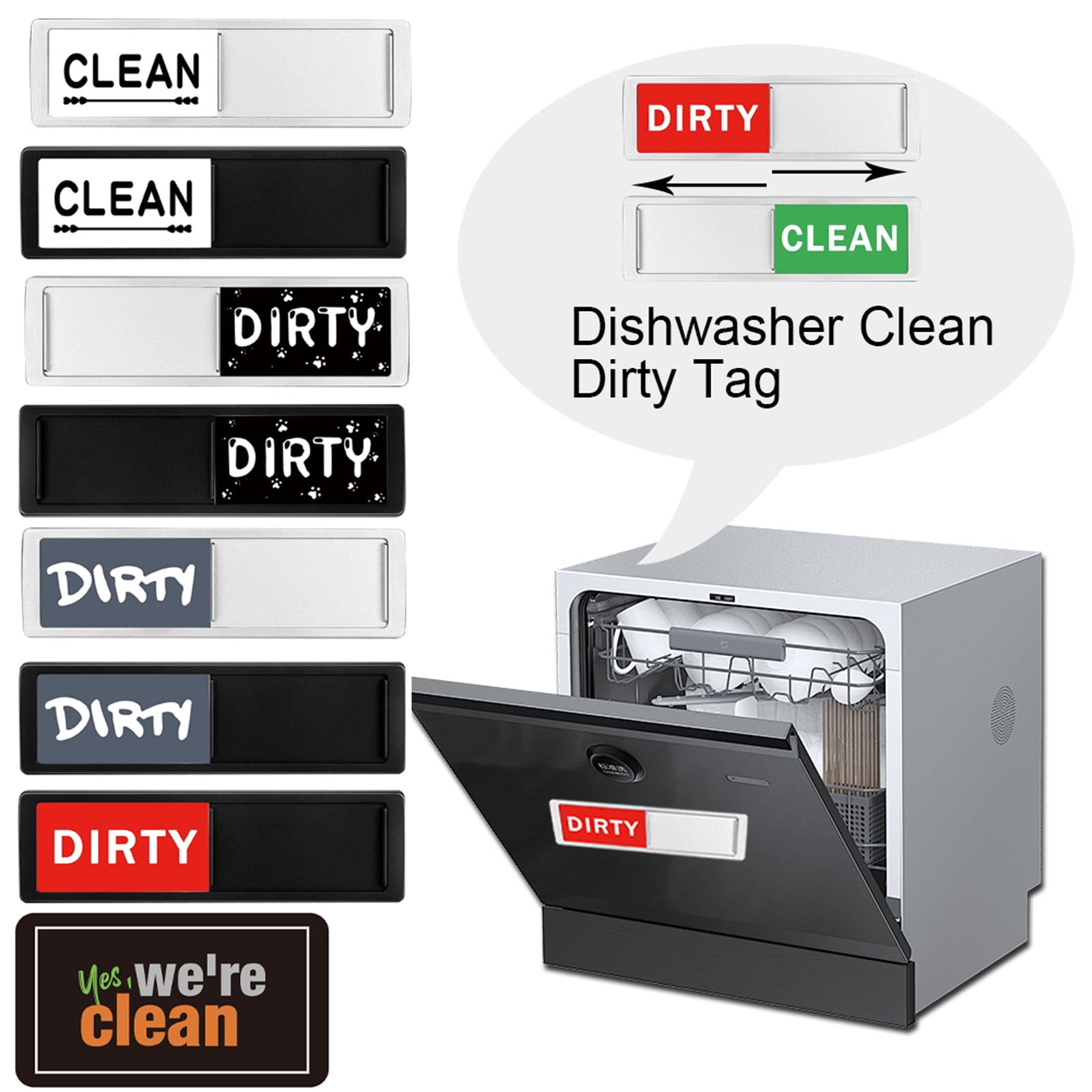 Dishwasher Magnet Clean Dirty Sign Indicator Full-Size Strong Magnet ...