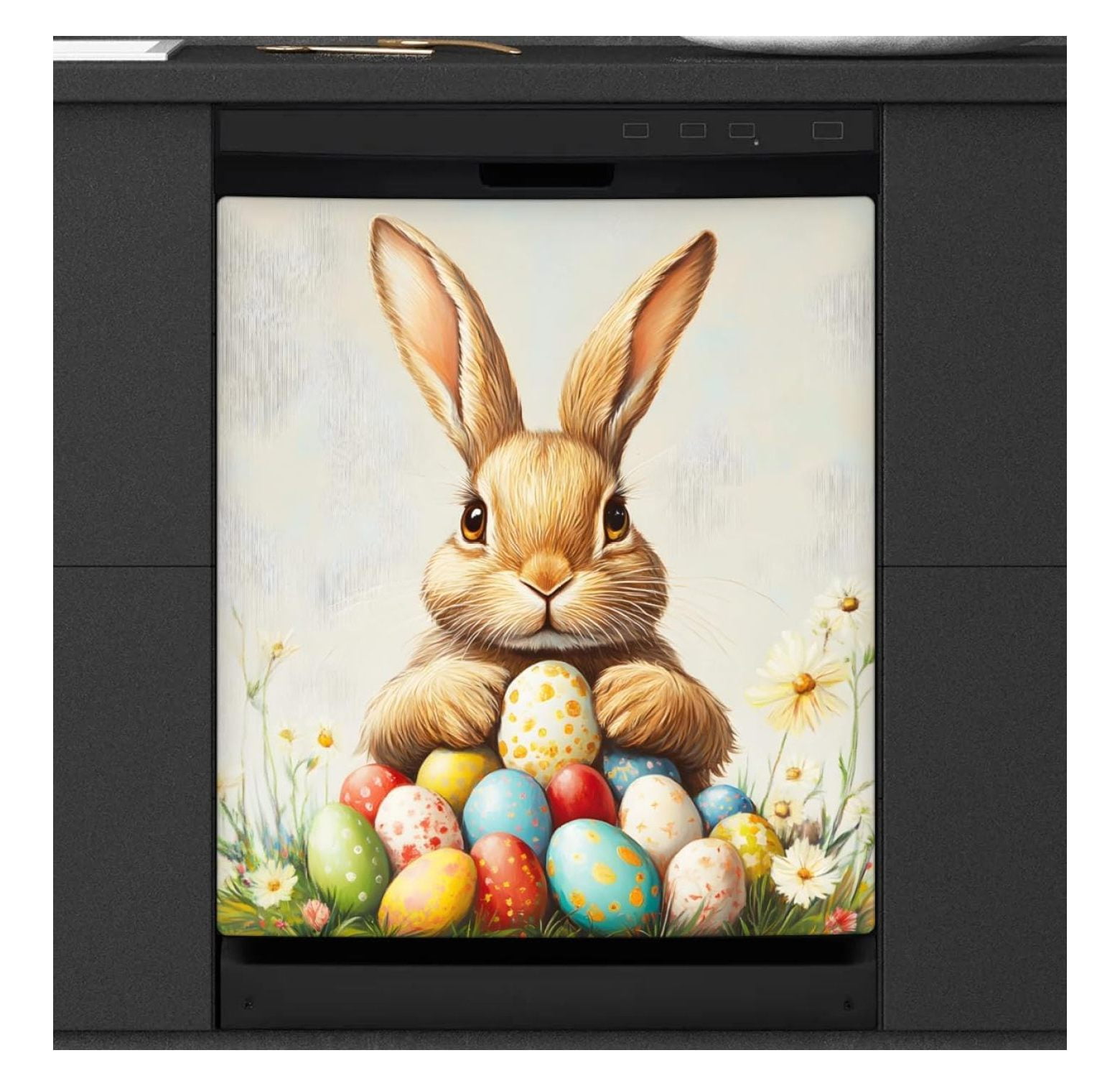 Dishwasher Magnet Cover Easter Bunny Eggs Flower Refrigerator Covers ...