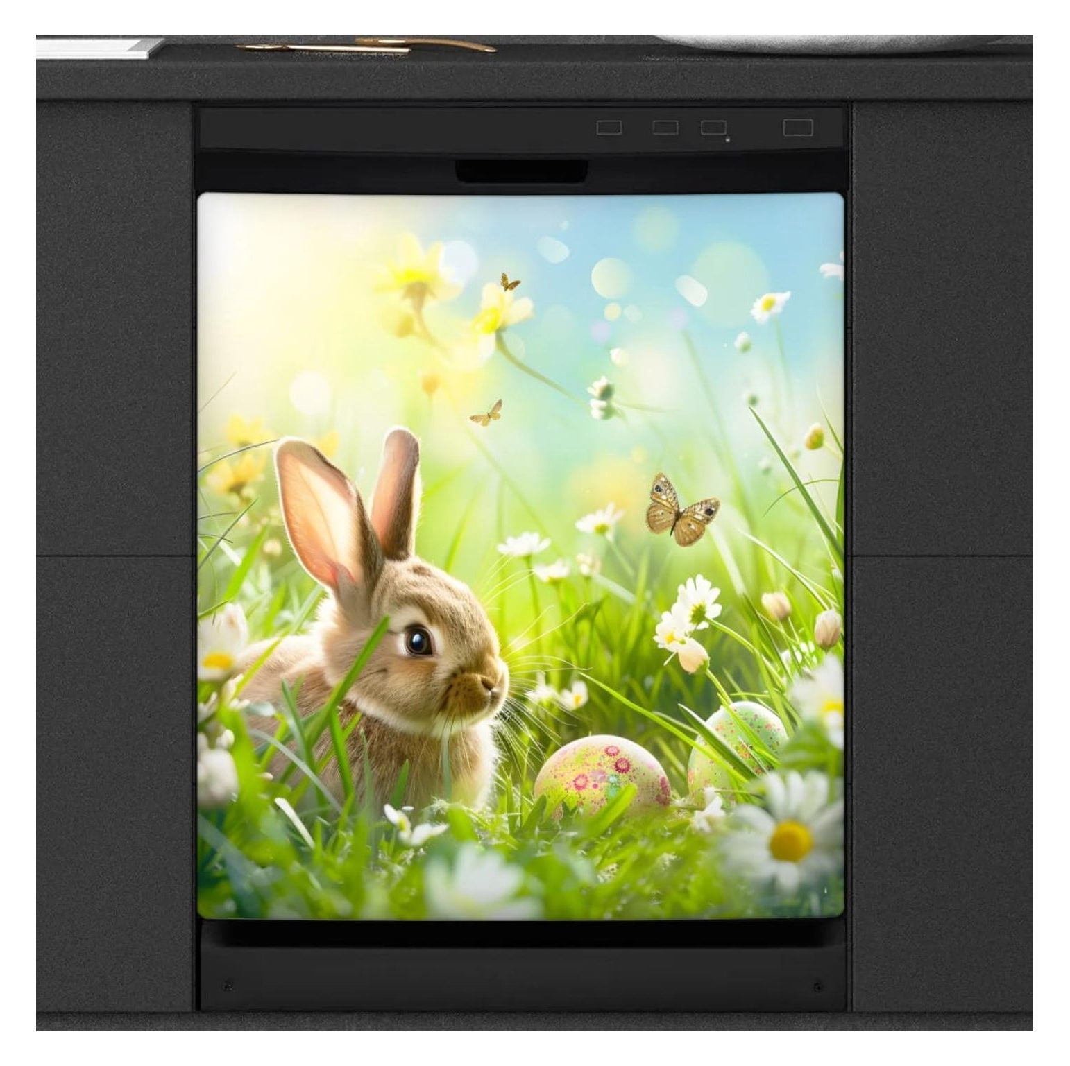 Dishwasher Magnet Cover Easter Bunny Eggs Flower Refrigerator Covers ...