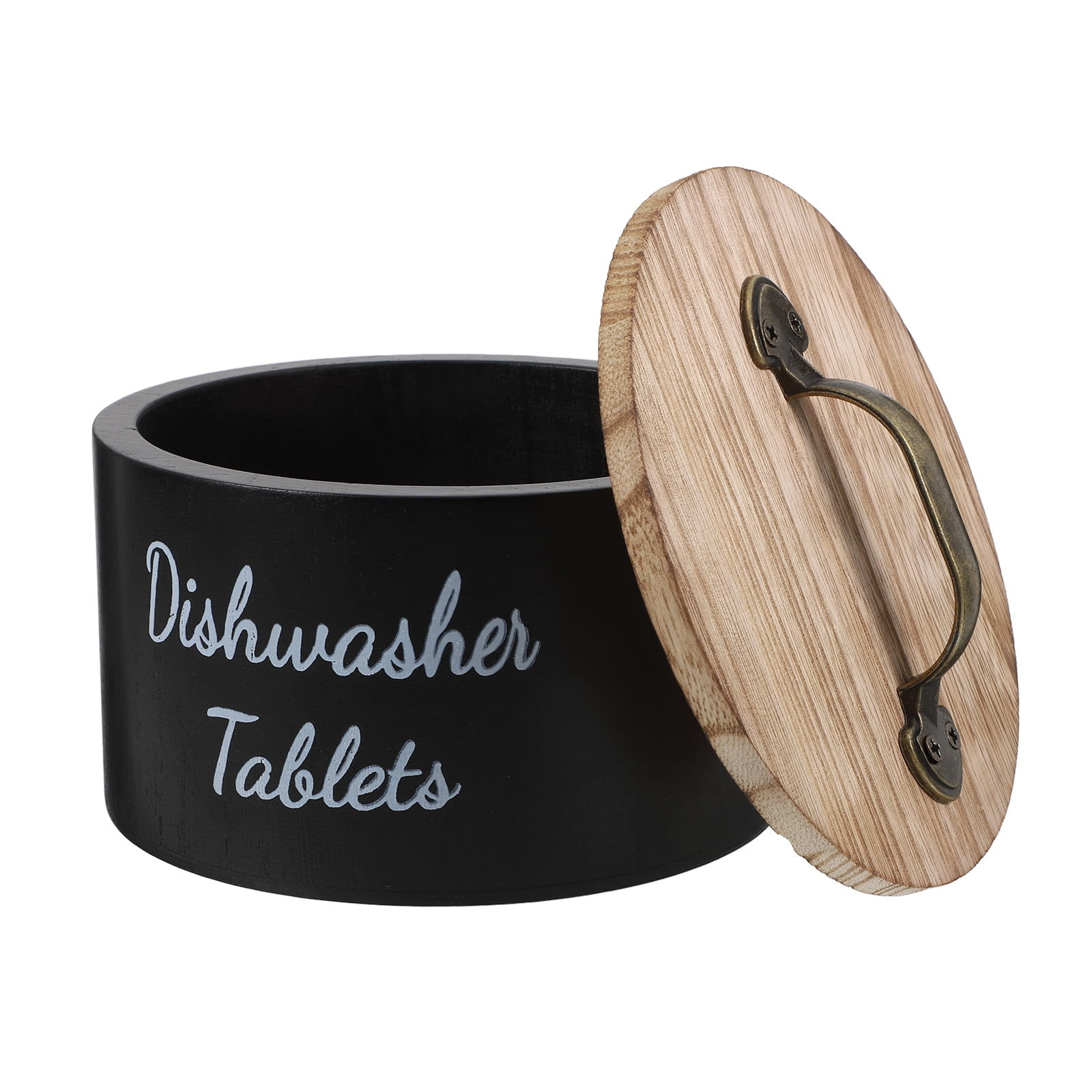 Dishwasher Pod Container Round Wooden Kitchen Storage Box Farmhouse ...