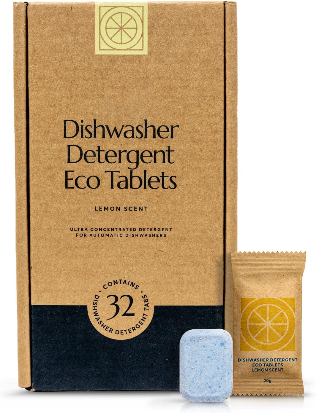 Dishwasher Pods (32 Eco Tabs) Soap Detergent, No Harsh Ingredients ...