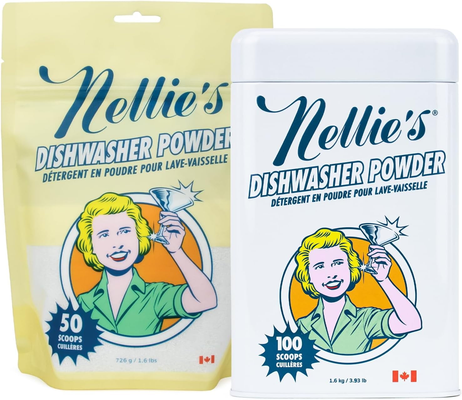 Dishwasher Powder Bundle - 50 Scoops (Pouch) & 100 Scoops (Tin) - Kind ...
