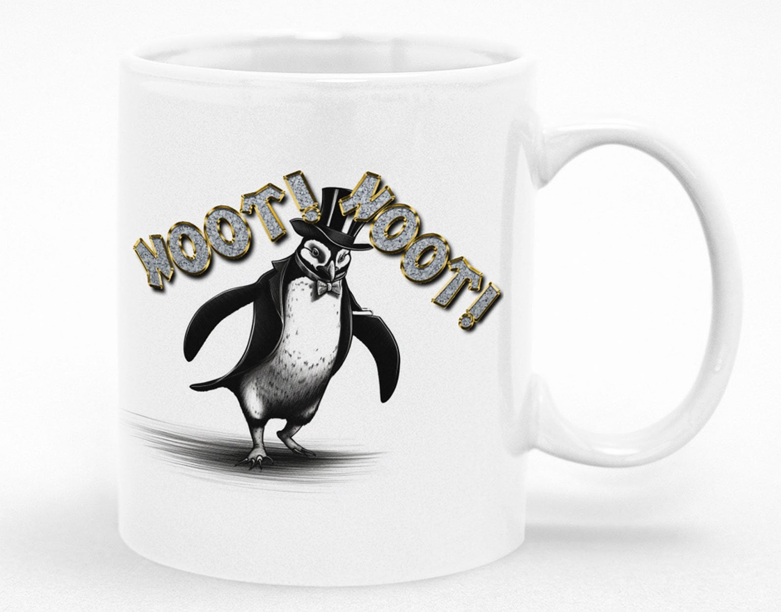 Dishwasher-Safe Ceramic Mug with Dancing Penguin in Top Hat and Tails ...