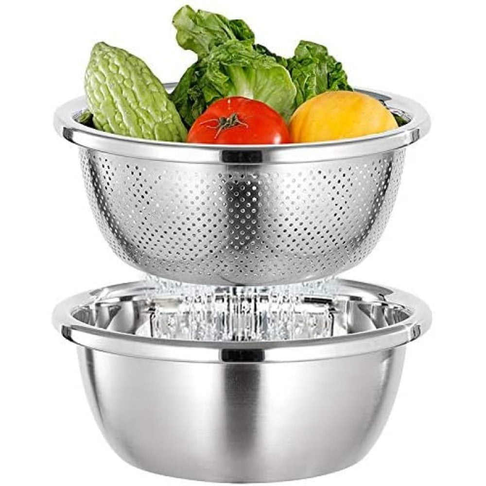 Mixing Bowls with Heavy Duty Stainless Steel Colander, Rust-Proof Food ...