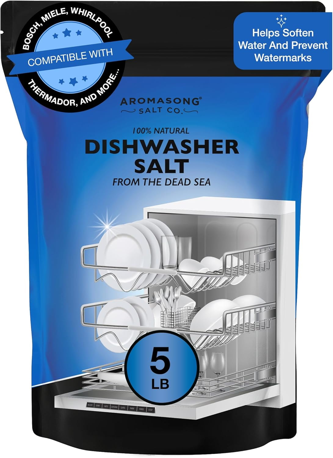 Dishwasher Salt 5 LB - 100% Natural Water Softening Agent Compatible ...