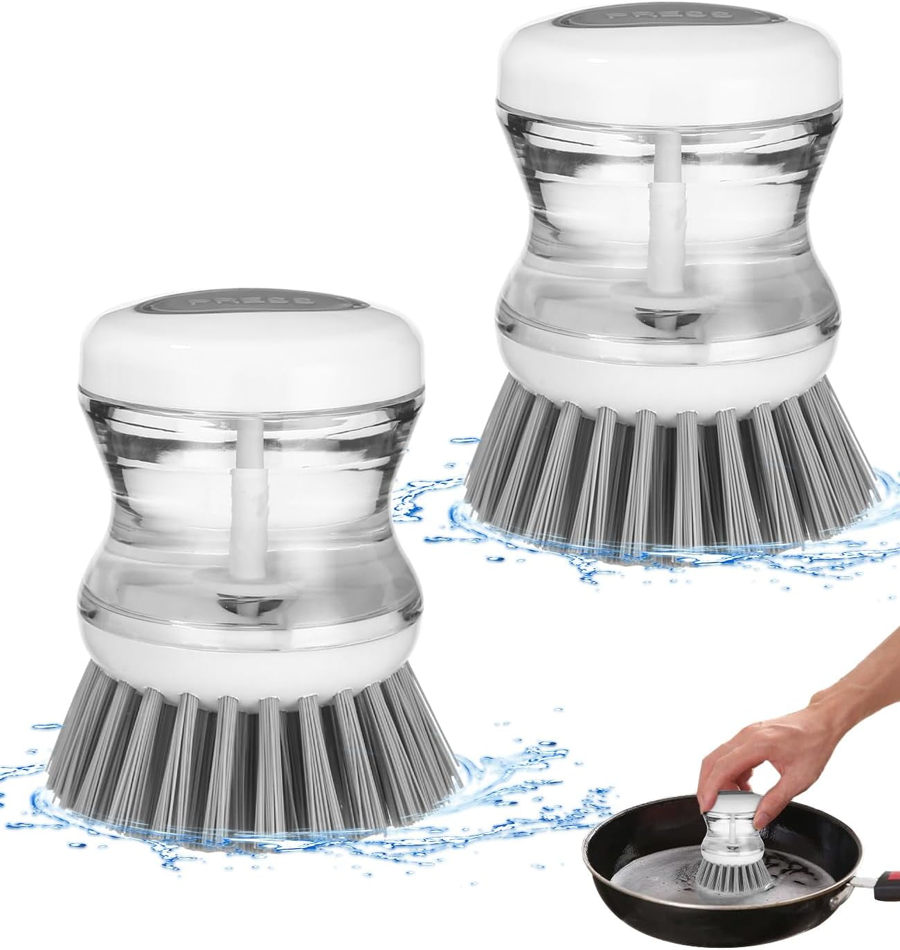 Dishwashing Brush, 2-in-1 with Soap Dispenser, 2-Pack Gray, Kitchen Cleaning Brush - Walmart.com