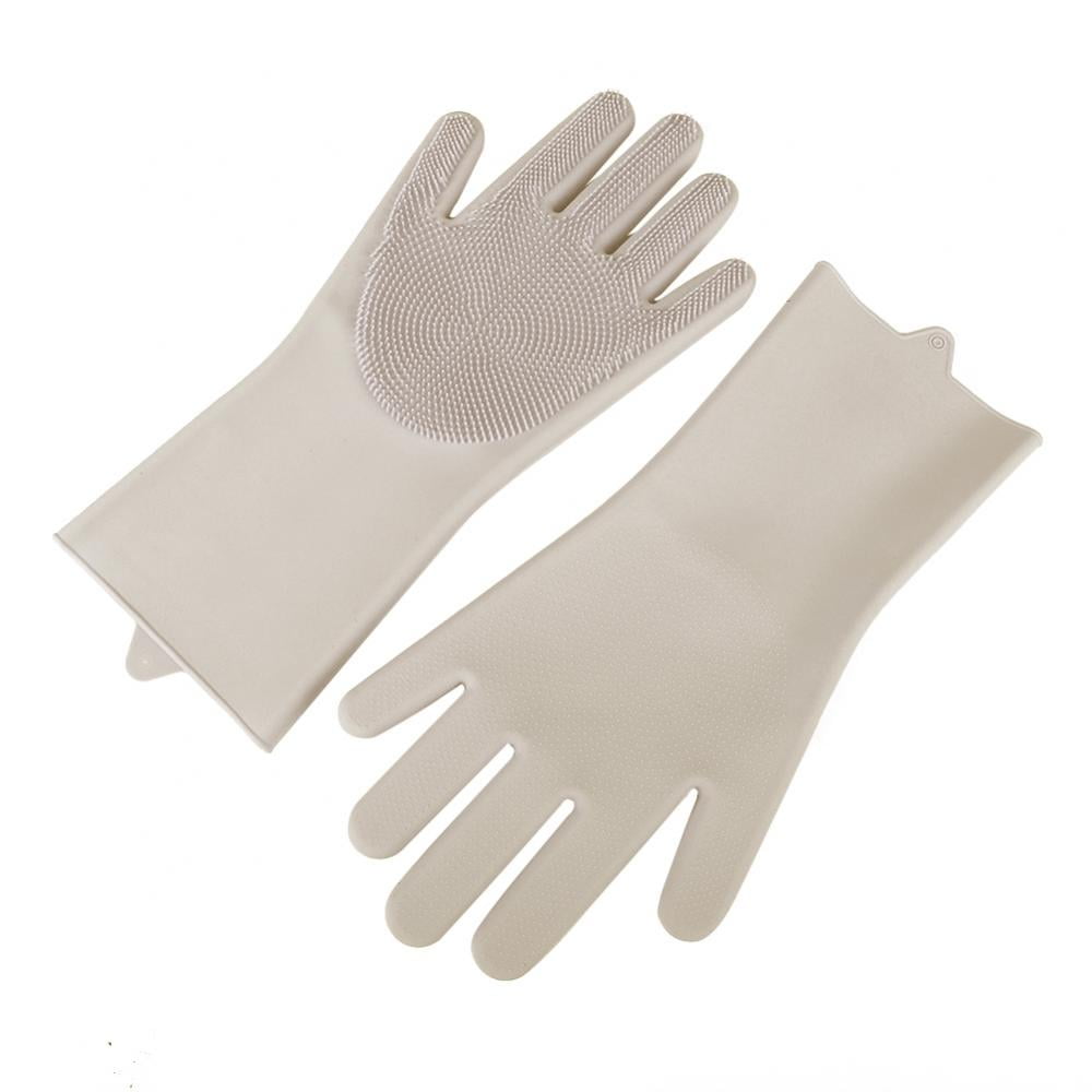 Dishwashing Cleaning Gloves Magic Silicone Rubber Sponge Glove,Gray ...