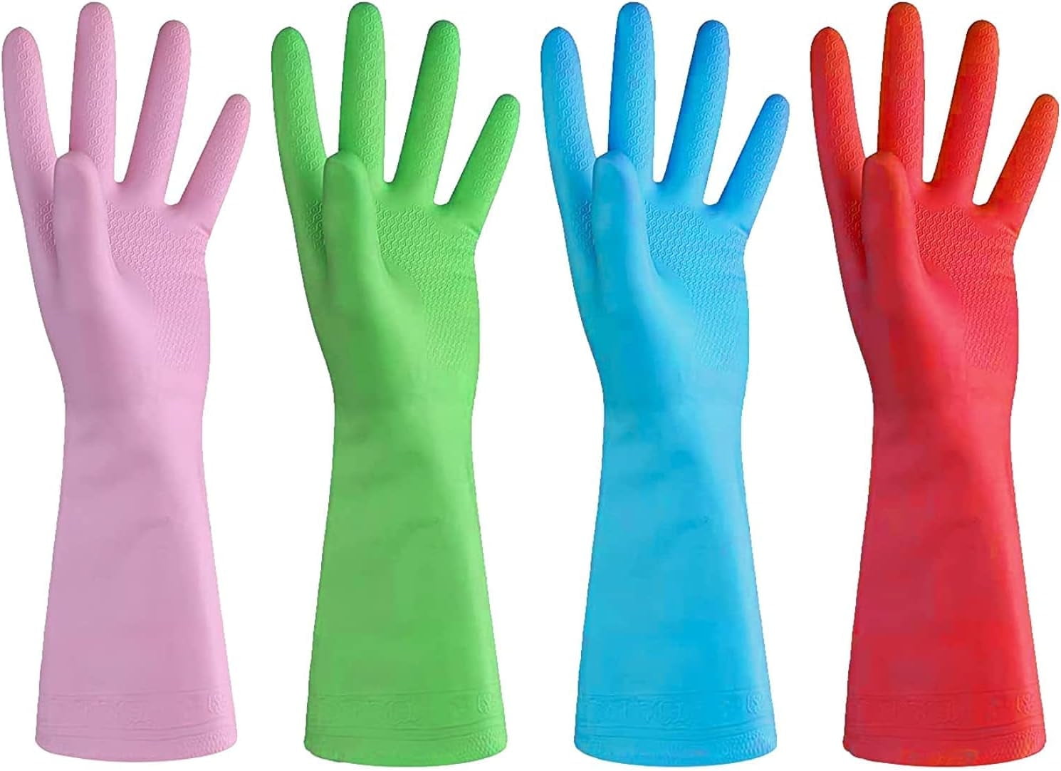 Dishwashing Rubber Gloves for Cleaning – 4 Pairs Household Gloves ...
