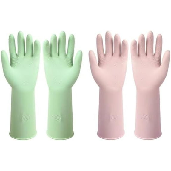 Dishwashing Rubber Gloves Reusable Kitchen Gloves 2Pairs Cleaning ...