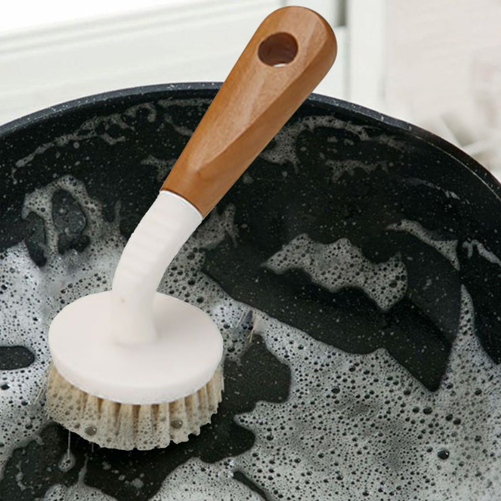 Dishwashing Sisal Brush,Handle Scrub Pot Pan Cleaner,Ergonomic Design ...