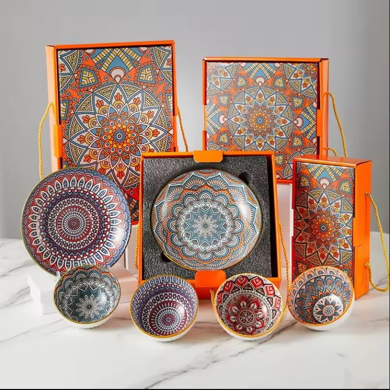 Dishy Divine Ceramic Bowl Platter Set Bohemian Style Kitchen Serving ...