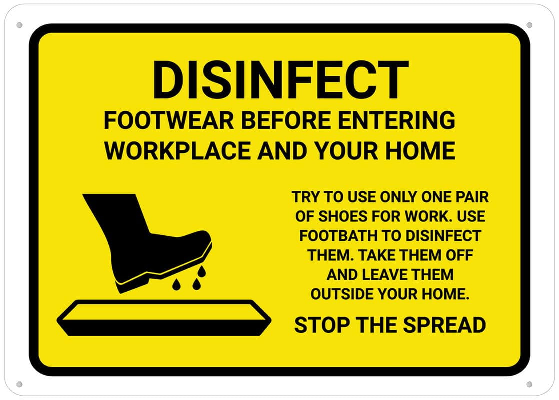 Disinfect Footwear Before Entering Sign Rust Free,Uv Ink Printing ...
