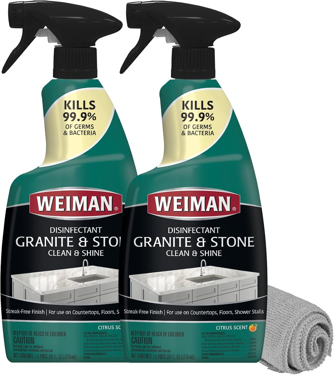 Disinfectant Granite Daily Clean & Shine (2 Pack with Polishing Cloth ...