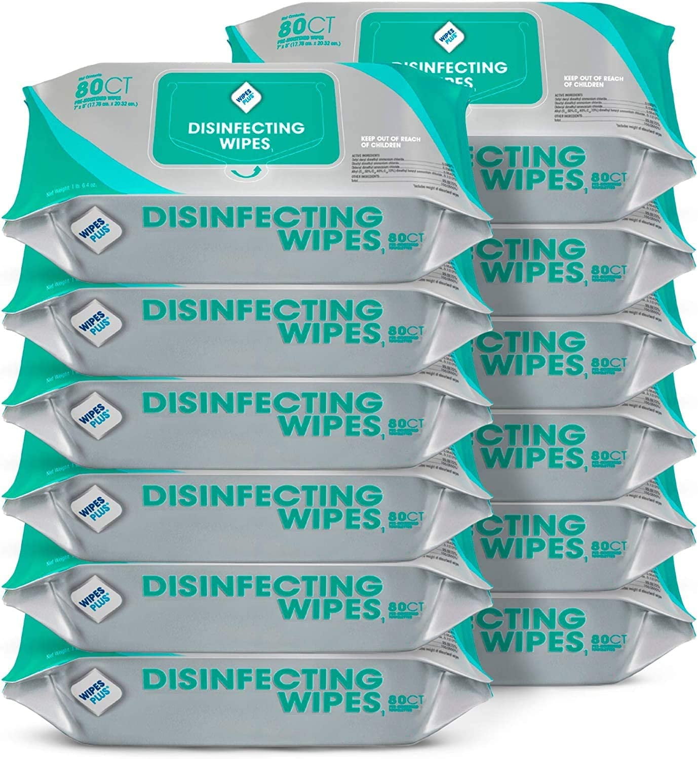 "WipesPlus Disinfectant Wipes Bulk, 960 Total Wipes, Lemon Scent, 7""x8 ...