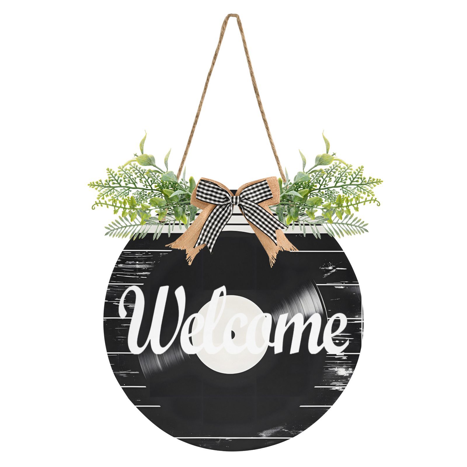 Disk Music Welcome Sign for Front Door Wreath Door Sign for Farmhouse ...