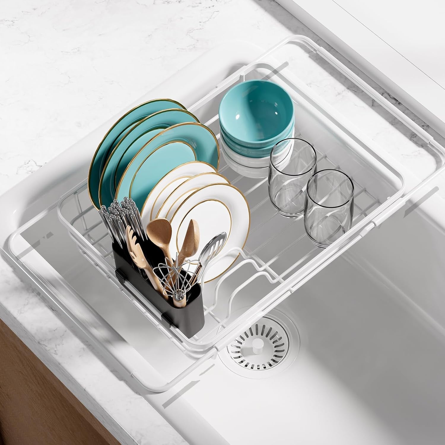 Disk drying rack in sink - Expandable disc rack for use on sink and ...