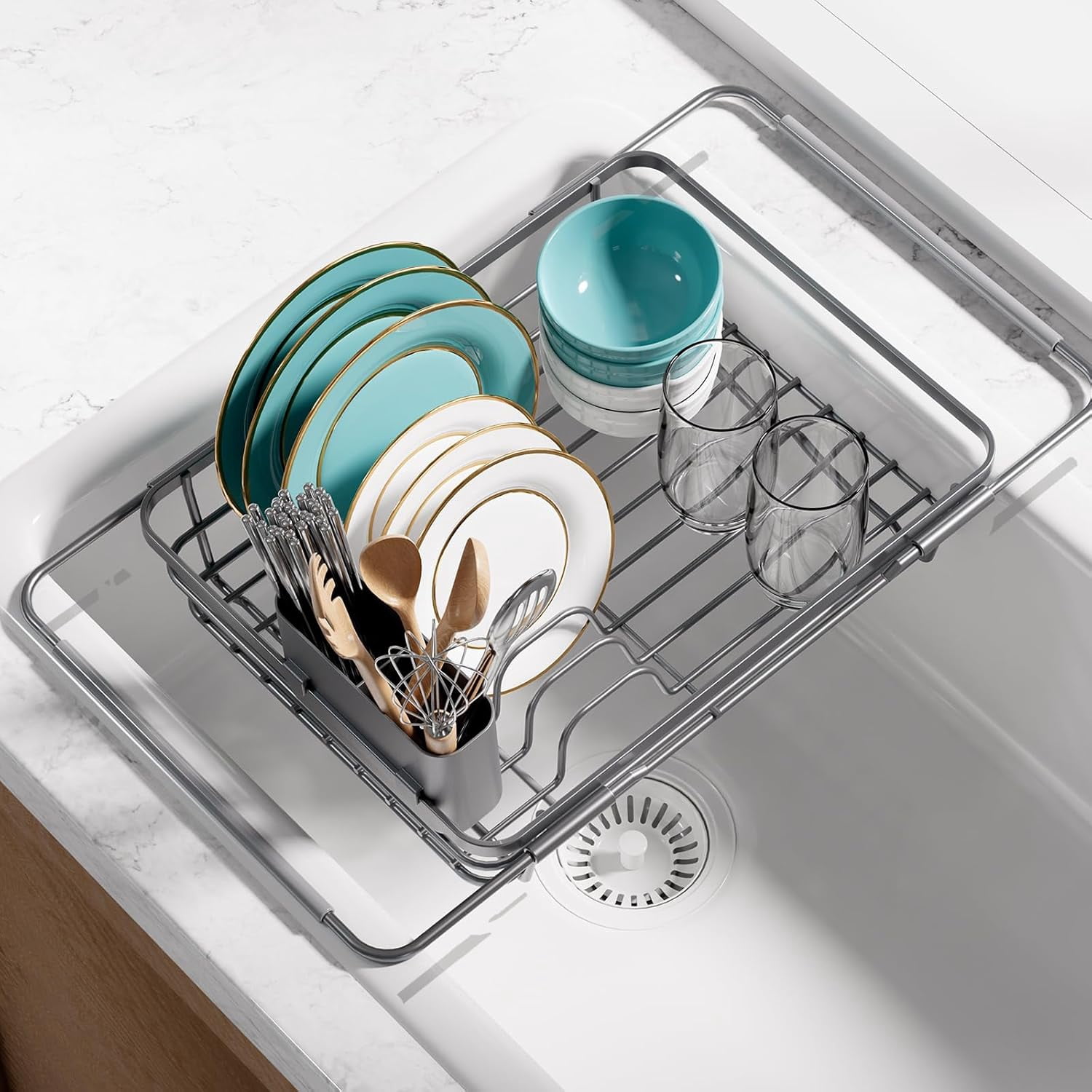 Disk drying rack in sink - Expandable disc rack for use on sink and ...