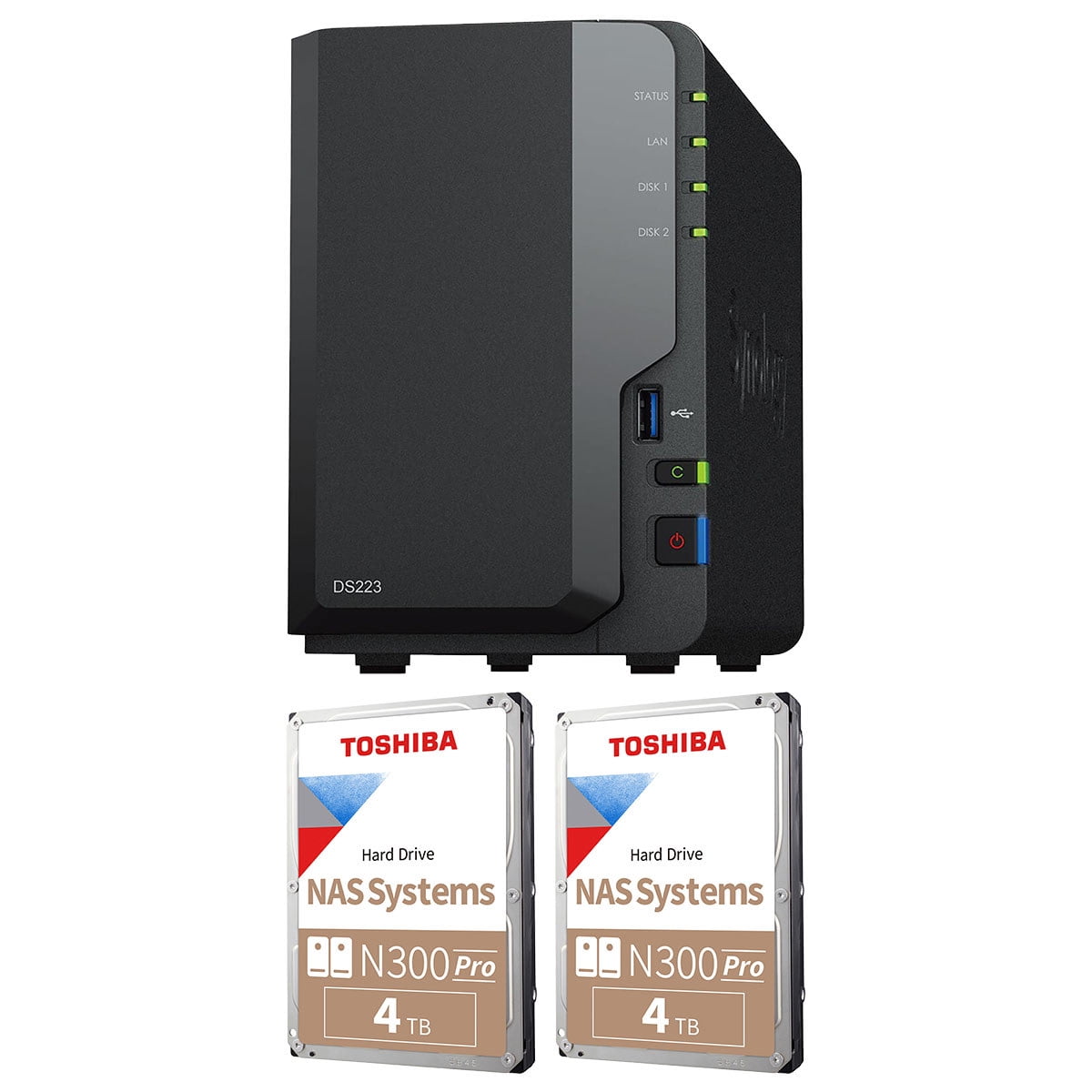 Synology DiskStation DS223 2-Bay NAS Enclosure, Bundle with 2x Toshiba ...