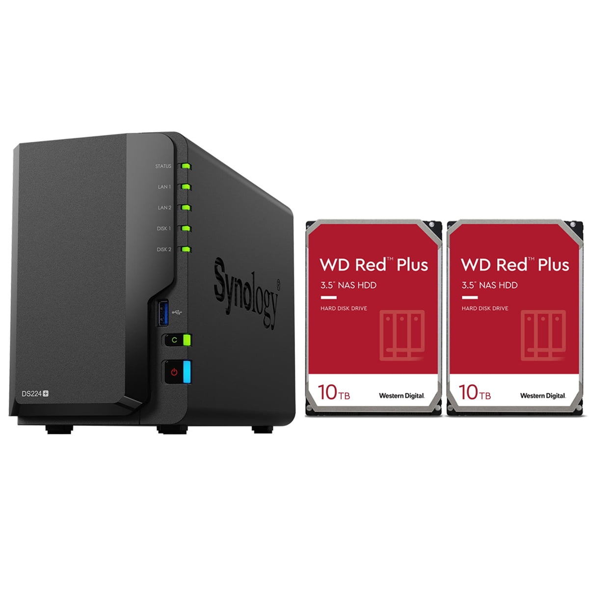 Synology DiskStation DS224+ 2-Bay NAS Enclosure, Bundle with 2x WD Red ...