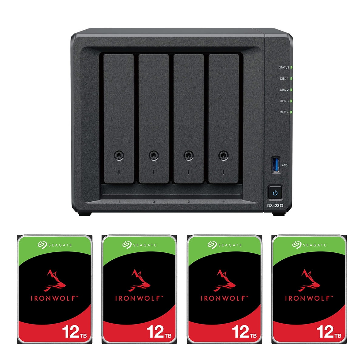 Synology DiskStation DS423+ 4-Bay NAS Enclosure, Bundle with 4x Seagate ...