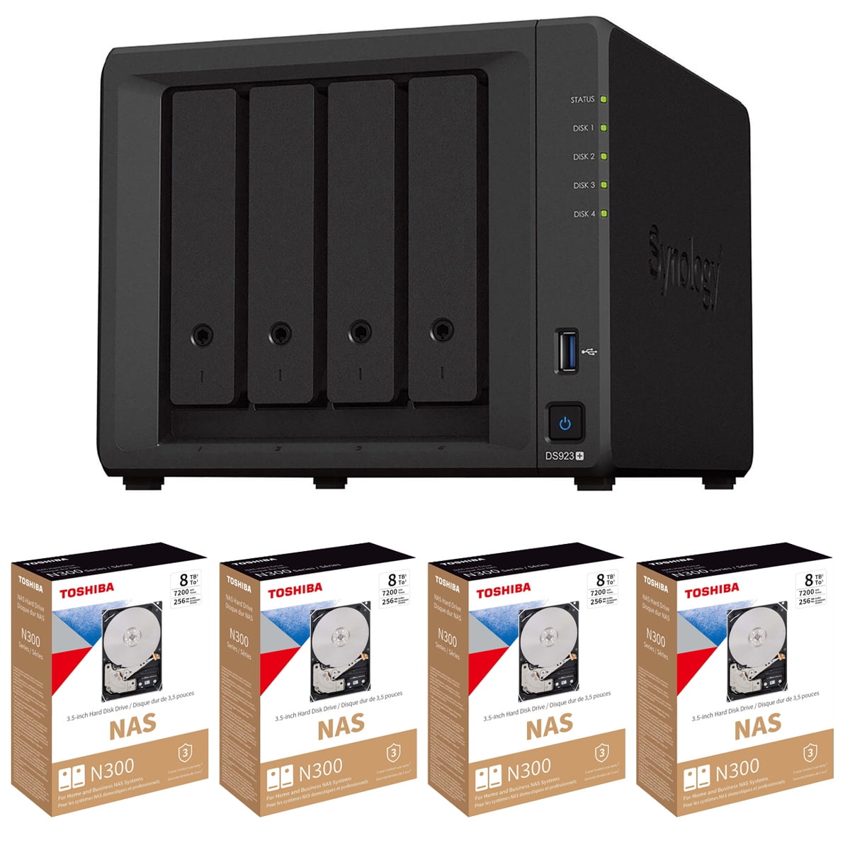 Synology DiskStation DS923+ 4-Bay NAS Enclosure, Bundle with 4x Toshiba ...