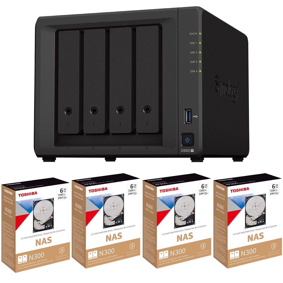 Synology DiskStation DS923+ 4-Bay NAS Enclosure, Bundle with 4x Toshiba ...