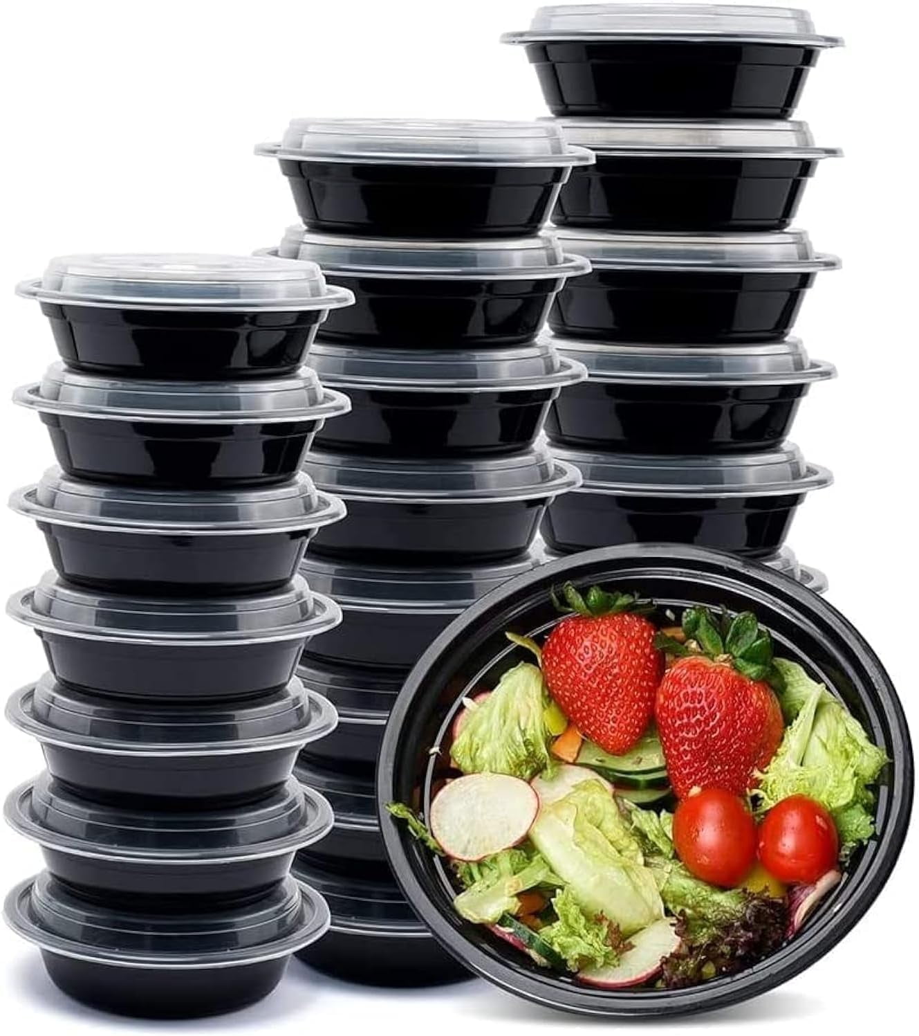 Diska NuLife 32oz Round Food Container 50 Pcs | Black PP Polypropylene ...