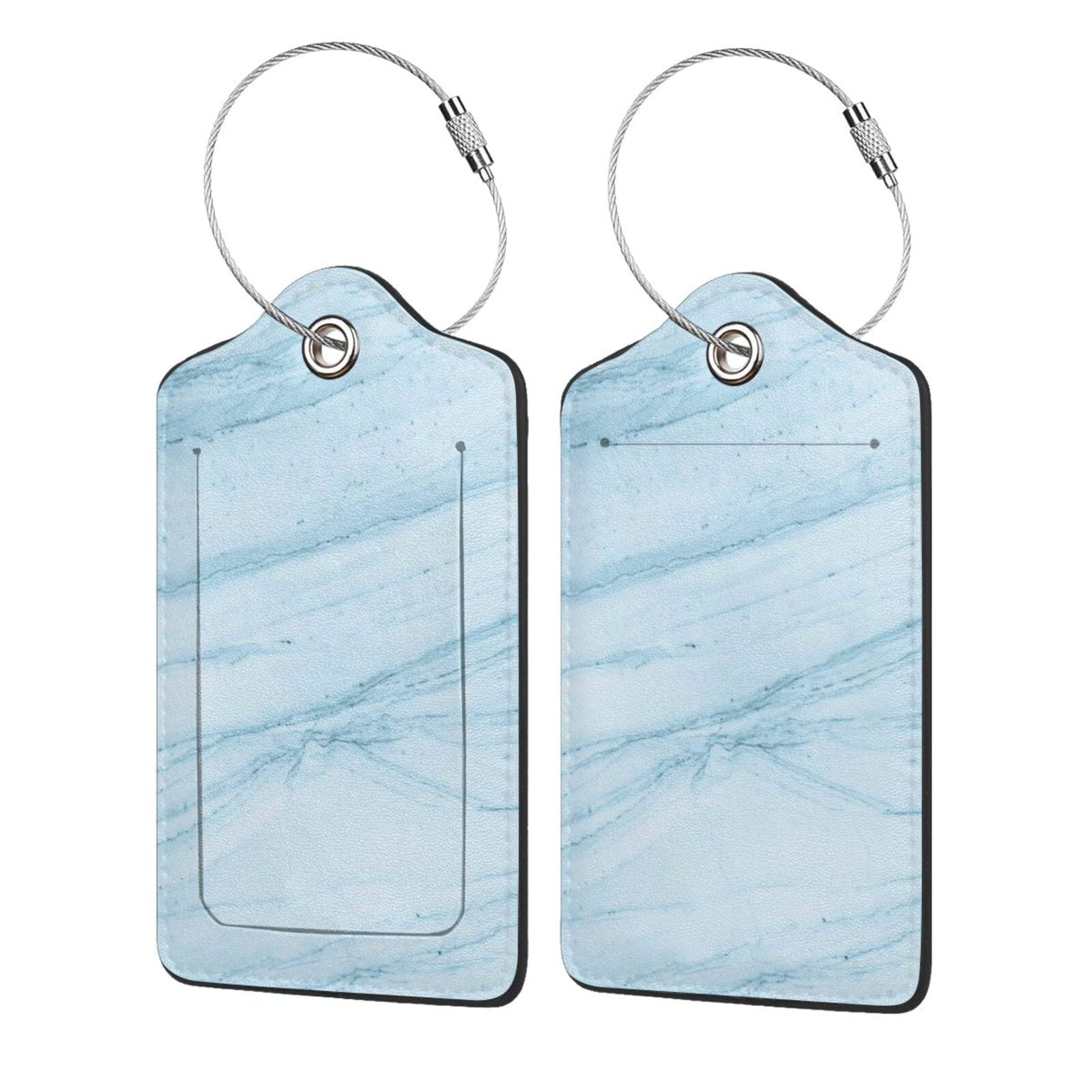 Disketp 1 Luggage Tag For Suitcase,Blue Marble Leather Baggage Tag With ...