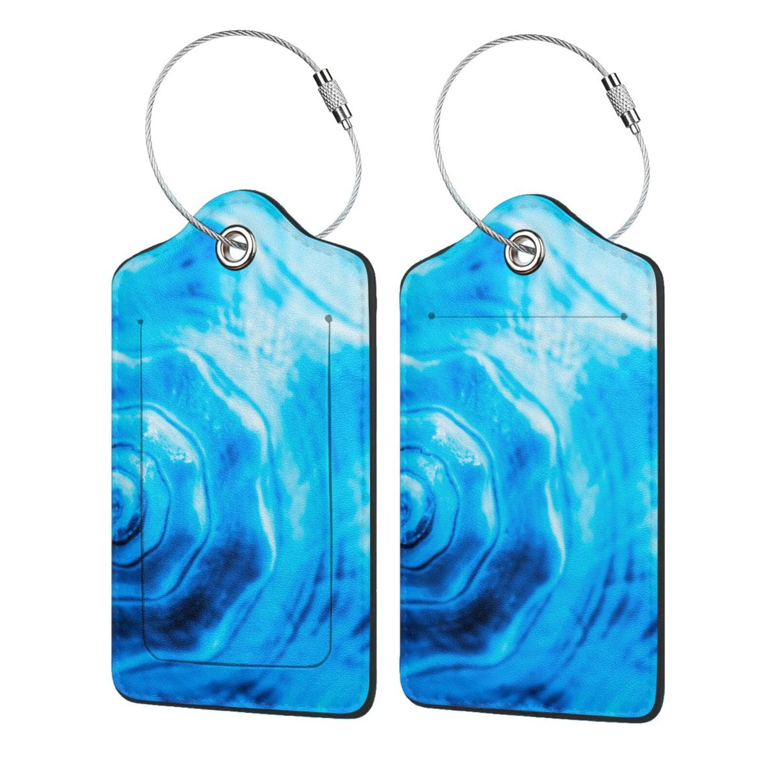 Disketp 1 Luggage Tag For Suitcase,Blue Shell Leather Baggage Tag With ...