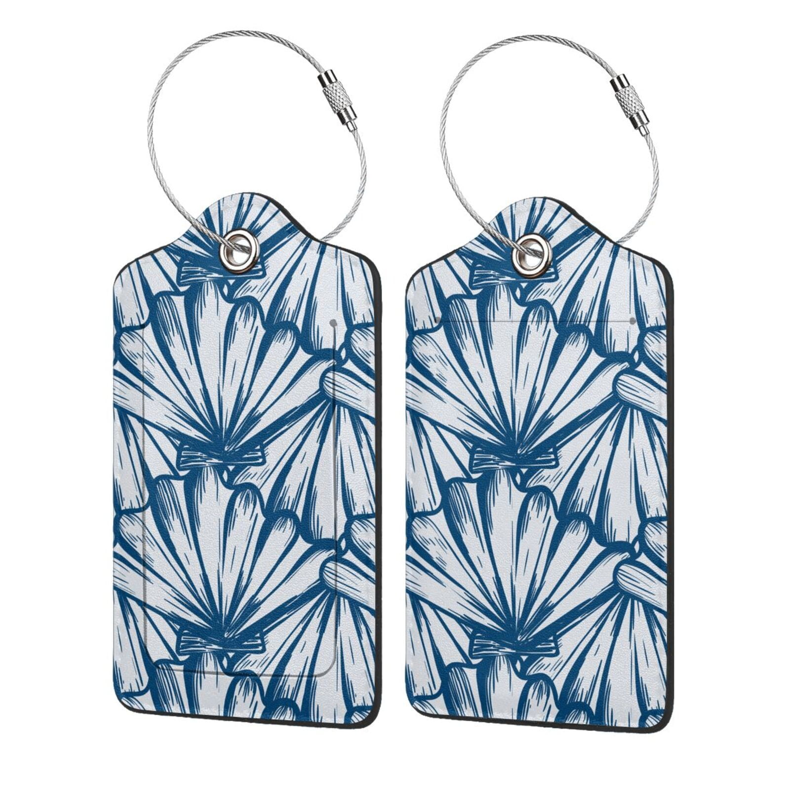 Disketp 1 Luggage Tag For Suitcase,Blue Shells Leather Baggage Tag With ...
