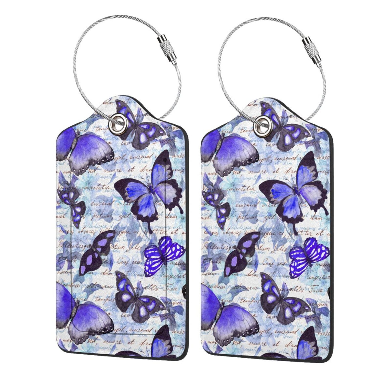 Disketp 1 Luggage Tag For Suitcase,Butterflies Leather Baggage Tag With ...