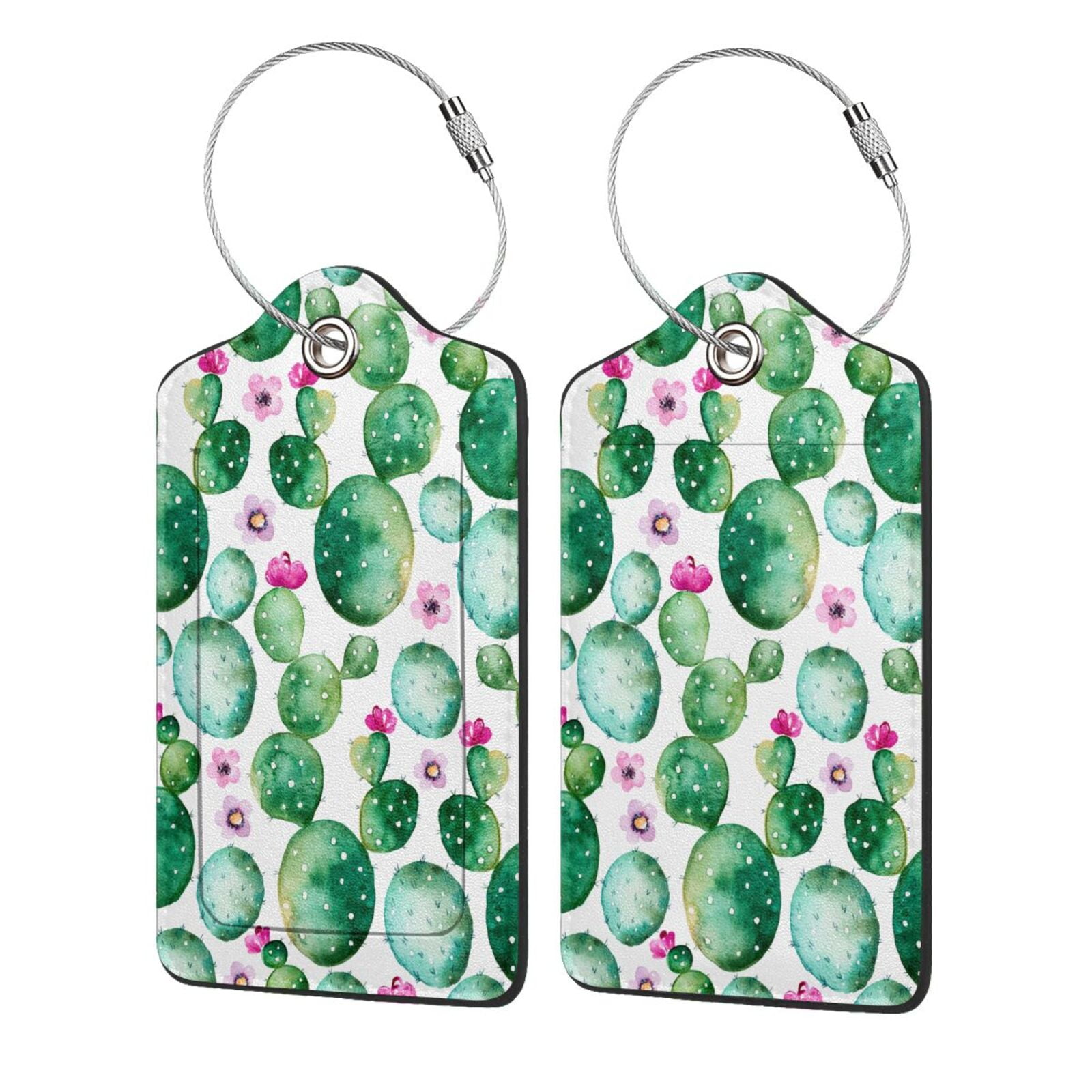 Disketp 1 Luggage Tag For Suitcase,Cactus Plants Leather Baggage Tag ...