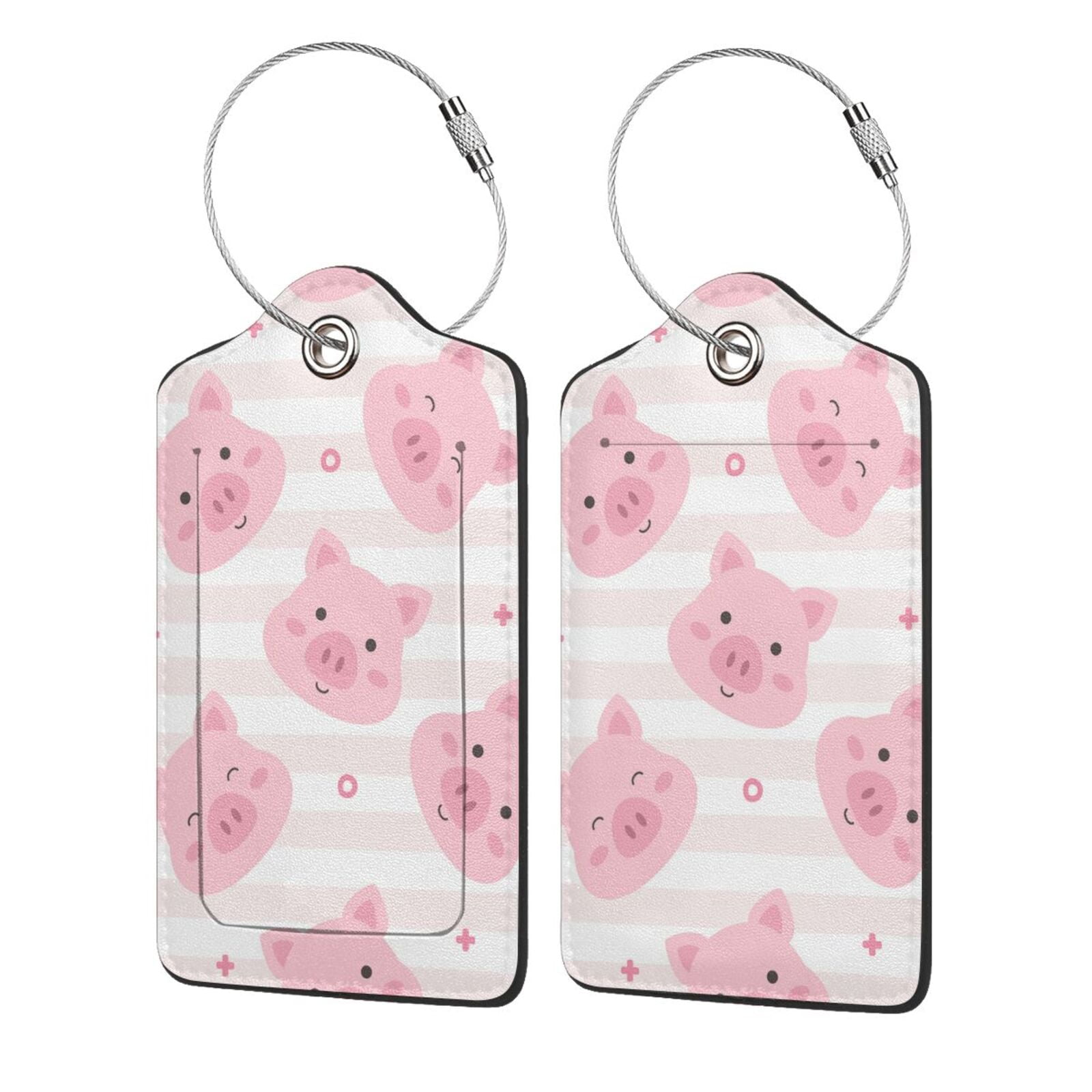 Disketp 1 Luggage Tag For Suitcase,Cartoon Pig Leather Baggage Tag With ...