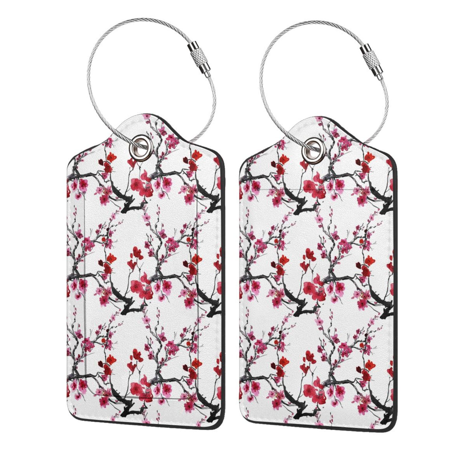 Disketp 1 Luggage Tag For Suitcase,Cherry Blossoms Leather Baggage Tag ...