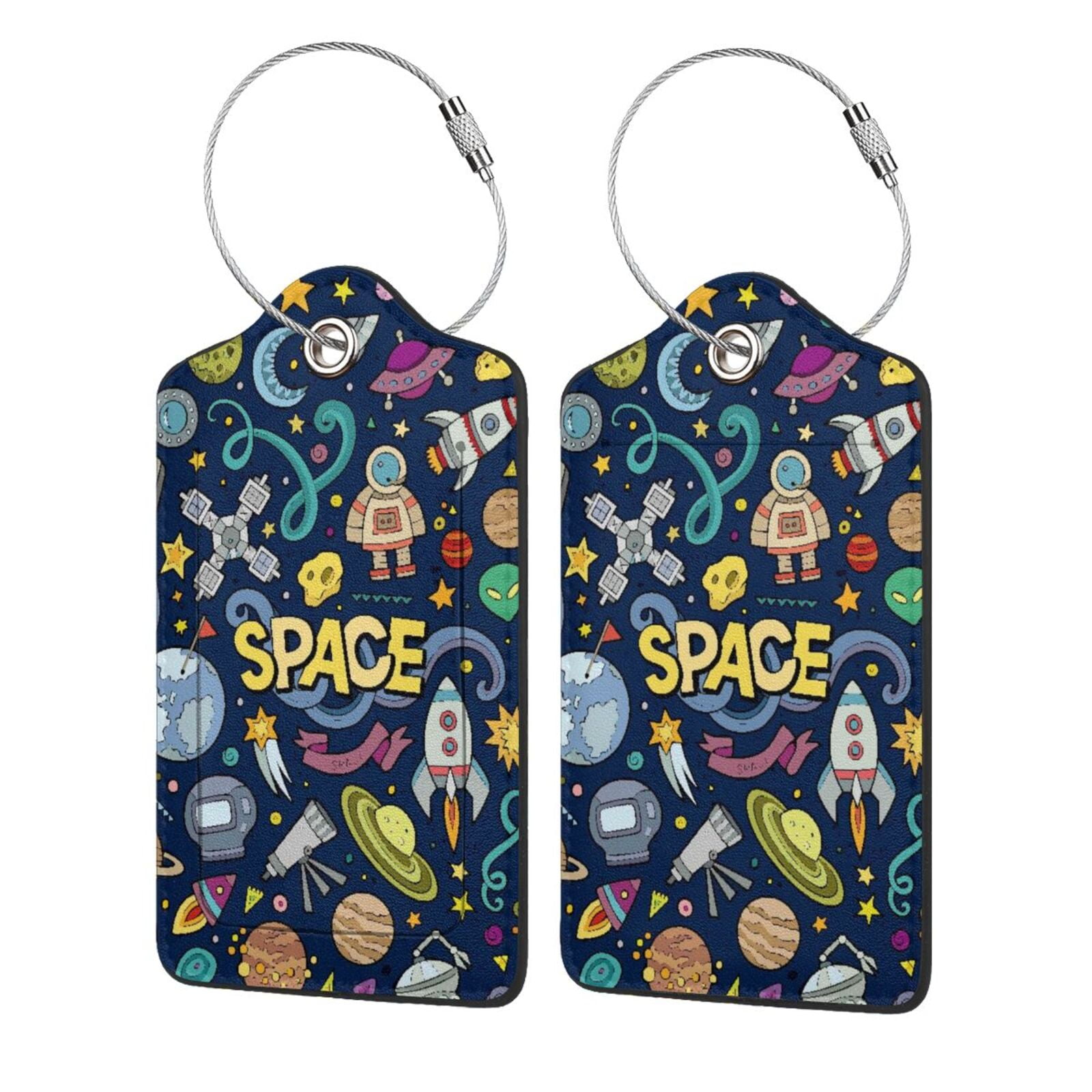 Disketp 1 Luggage Tag For Suitcase,Colorful Space Leather Baggage Tag ...
