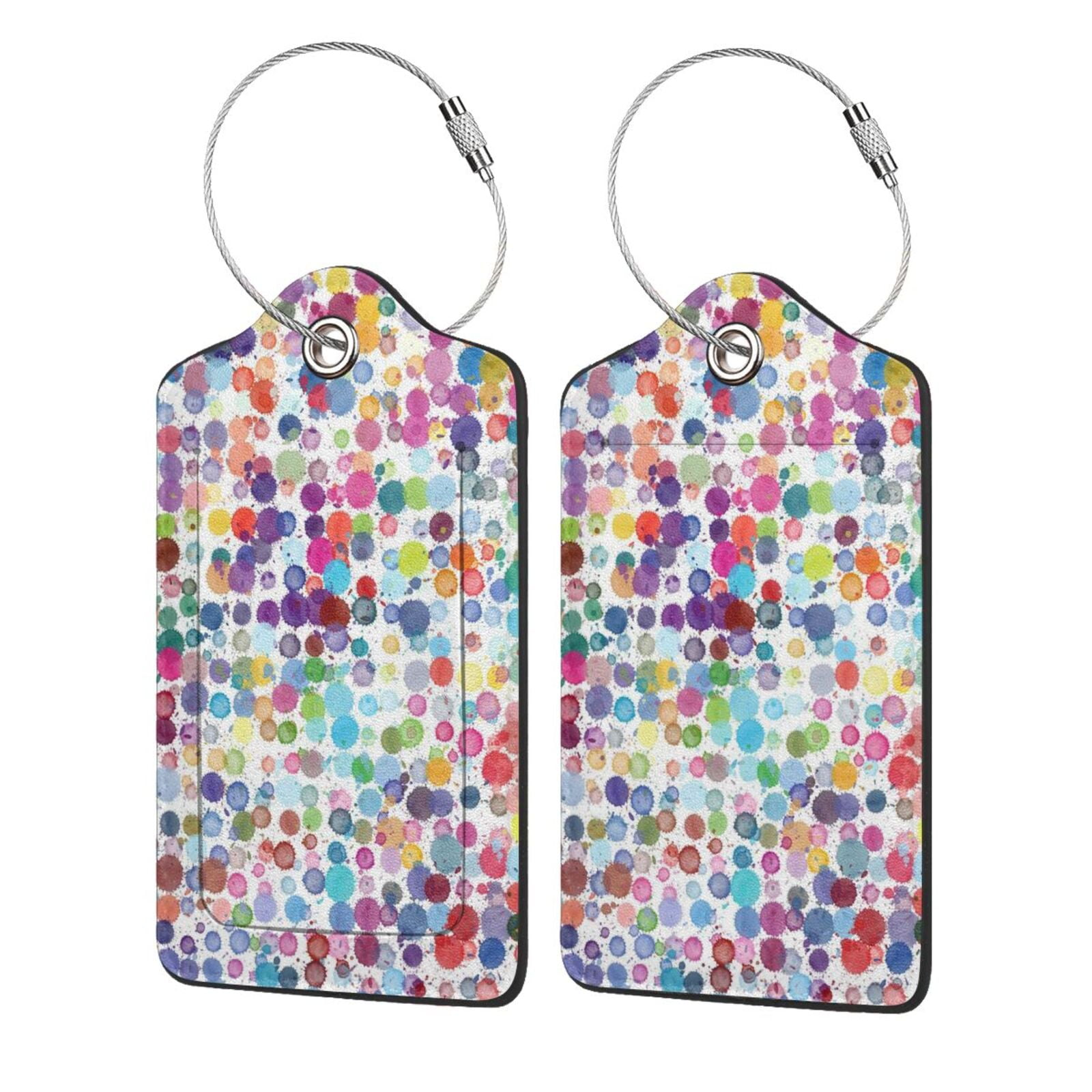 Disketp 1 Luggage Tag For Suitcase,Colorful Watercolor Dots Leather ...