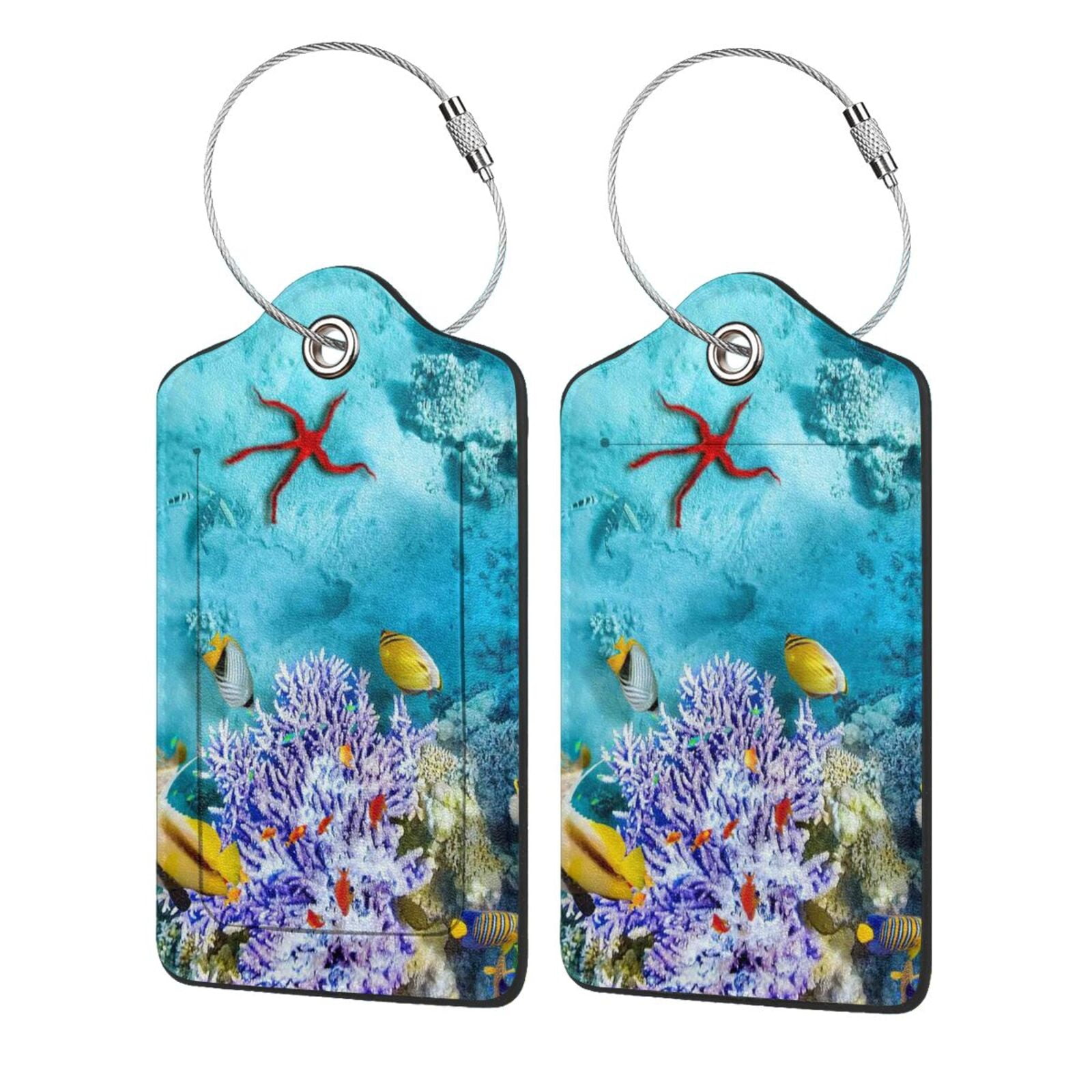 Disketp 1 Luggage Tag For Suitcase,Corals And Tropical Fish Leather ...