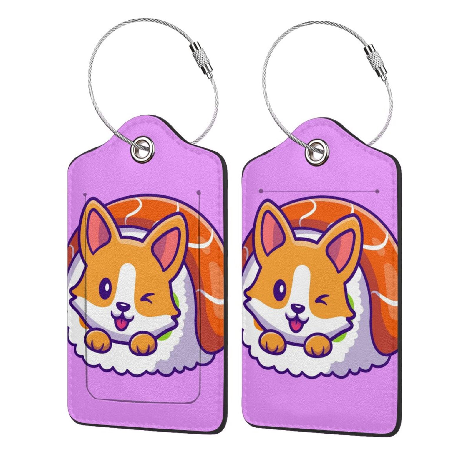 Disketp 1 Luggage Tag For Suitcase,Corgi In Sushi Roll Leather Baggage ...