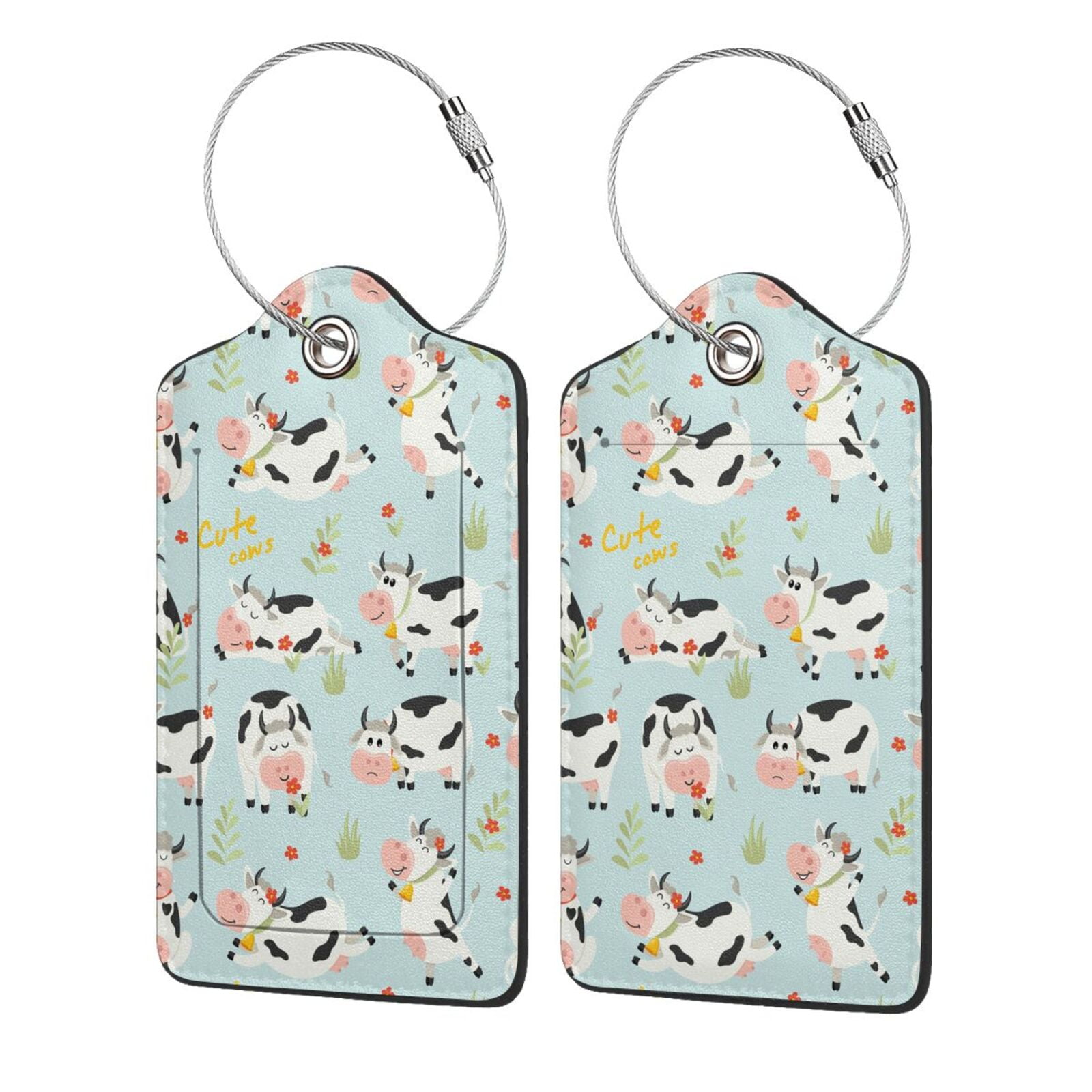 Disketp 1 Luggage Tag For Suitcase,Cute Cows Leather Baggage Tag With ...