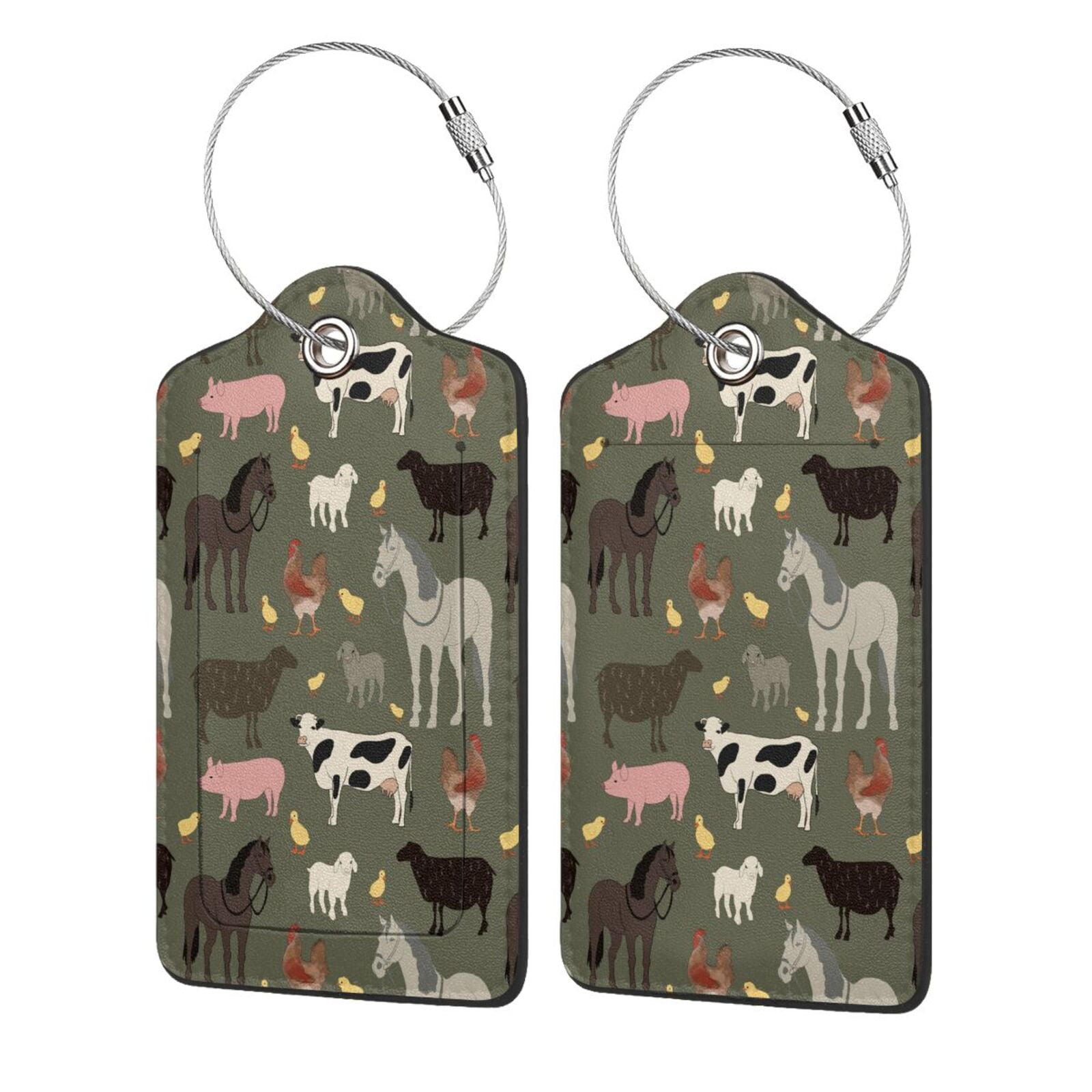 Disketp 1 Luggage Tag For Suitcase,Farm Animals Leather Baggage Tag ...