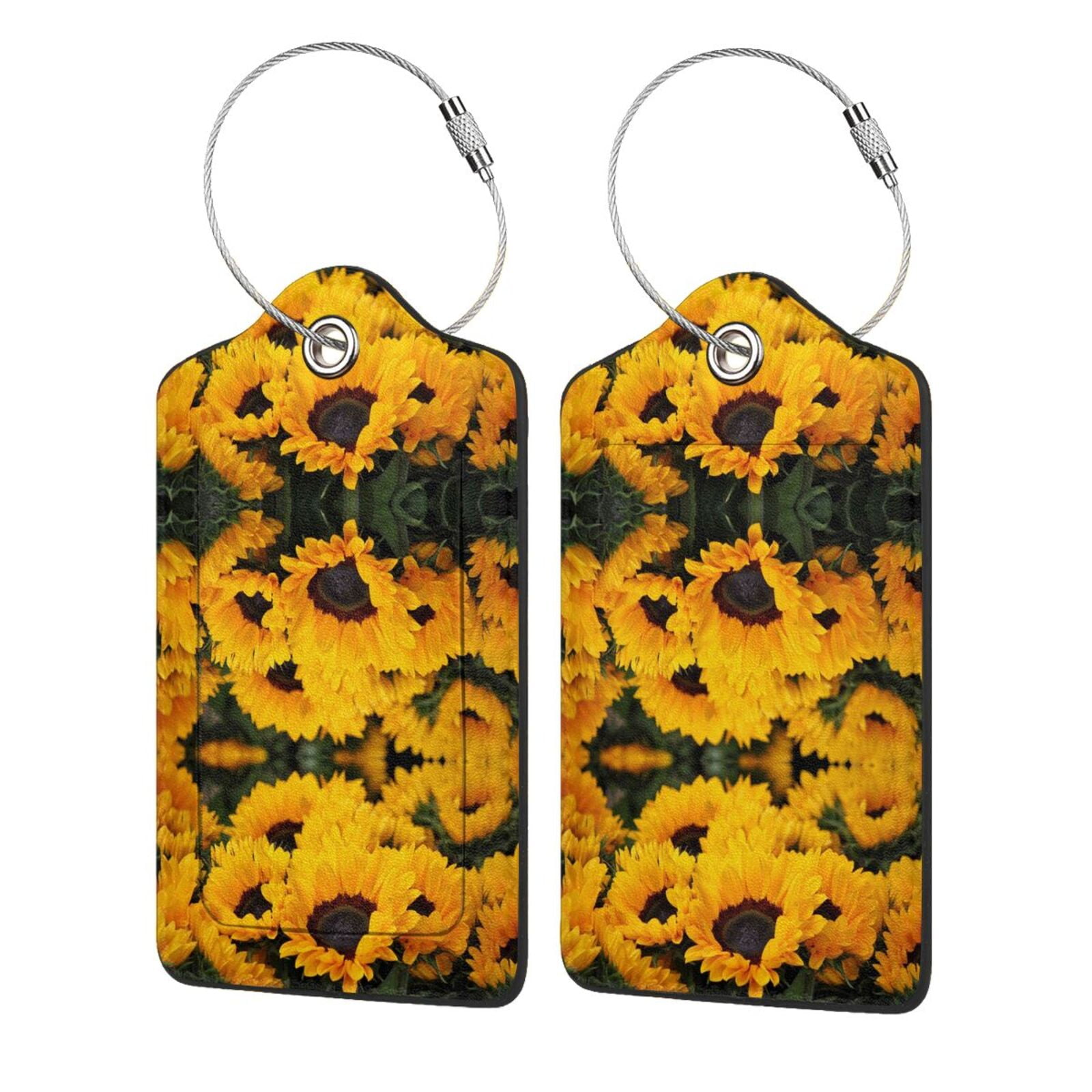 Disketp 1 Luggage Tag For Suitcase,Flower Bush Sunflower Leather ...