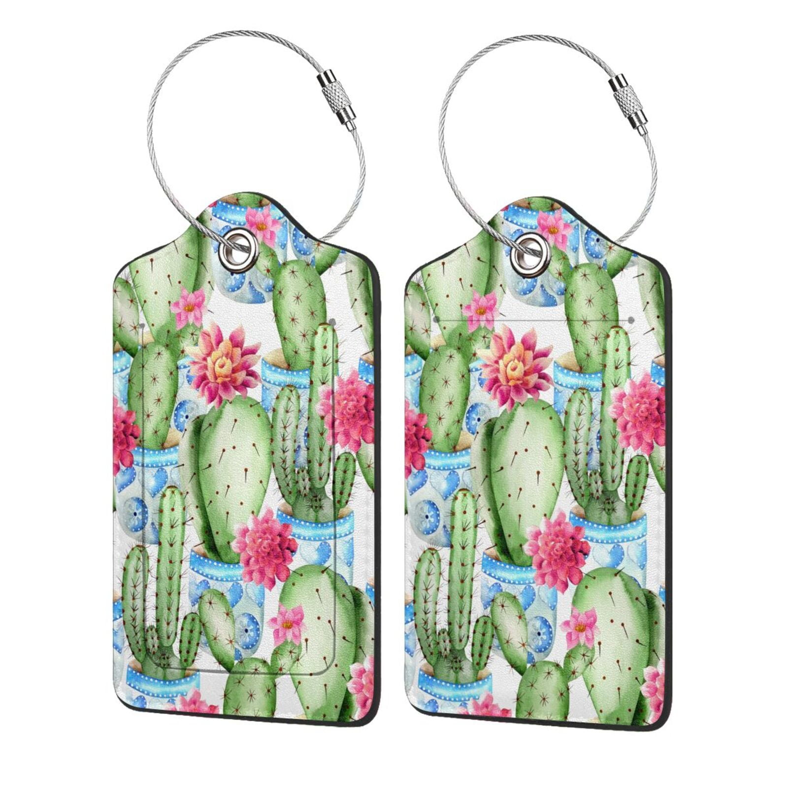 Disketp 1 Luggage Tag For Suitcase,Flowers And Cactus Leather Baggage ...