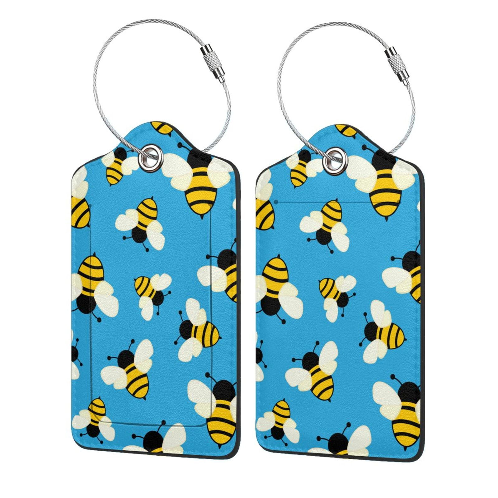 Disketp 1 Luggage Tag For Suitcase,Flying Bees Leather Baggage Tag With ...
