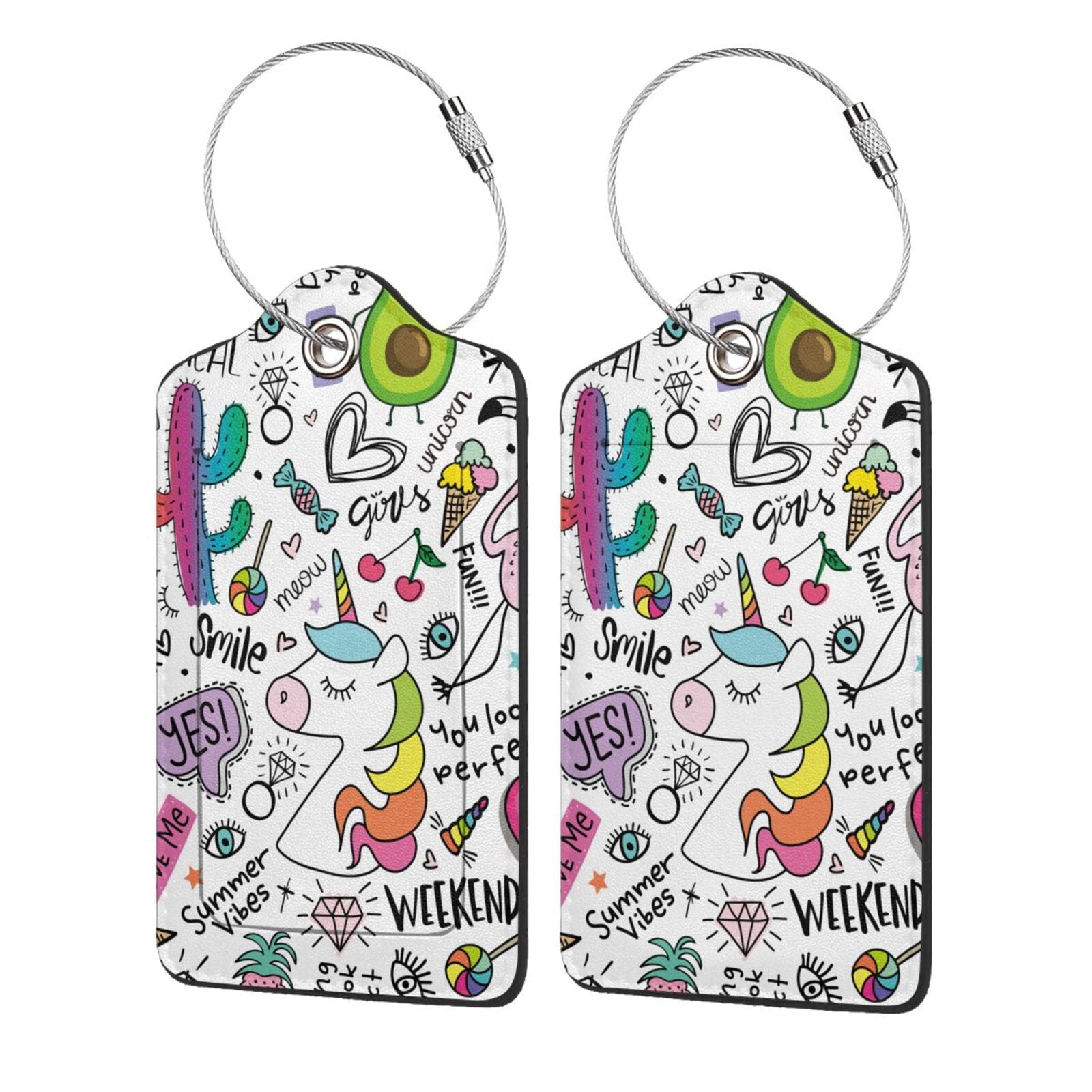 Disketp 1 Luggage Tag For Suitcase,Fun Animal With Unicorn Leather ...