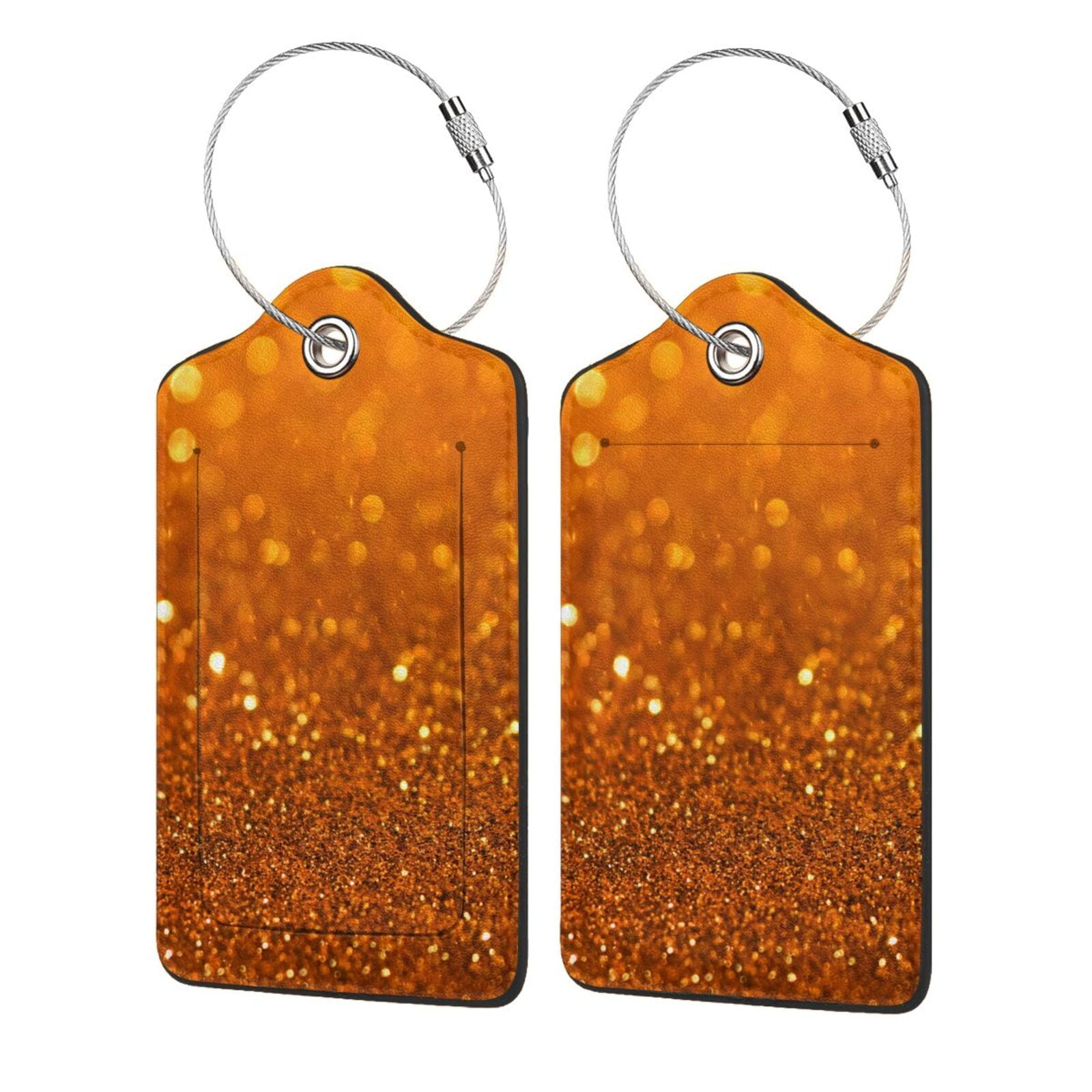 Disketp 1 Luggage Tag For Suitcase,Golden Giltter Leather Baggage Tag ...